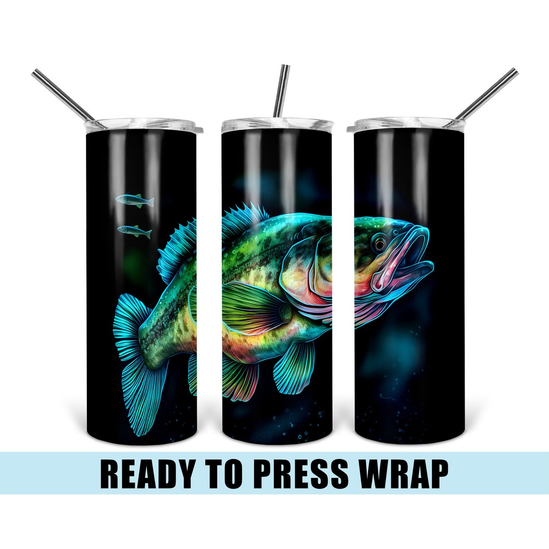 Neon Bass Fish 2 Tumbler Sublimation Transfer Ready to Press Heat ...