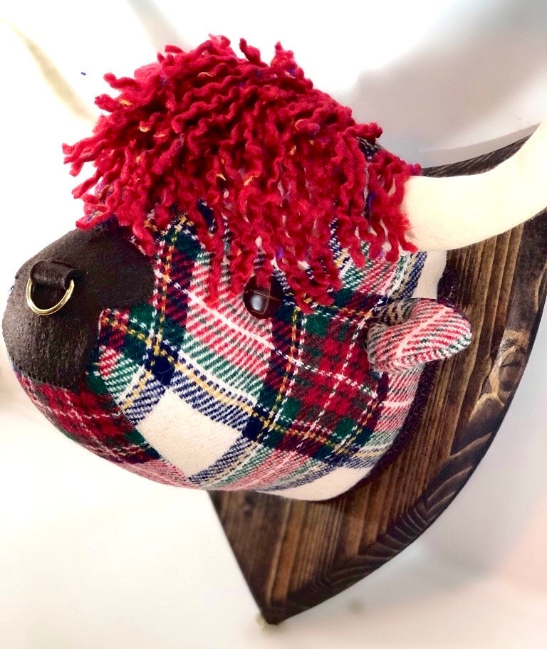 Handmade Highland Cow Trophy Head Made in Tartan and Tweeds. - Etsy