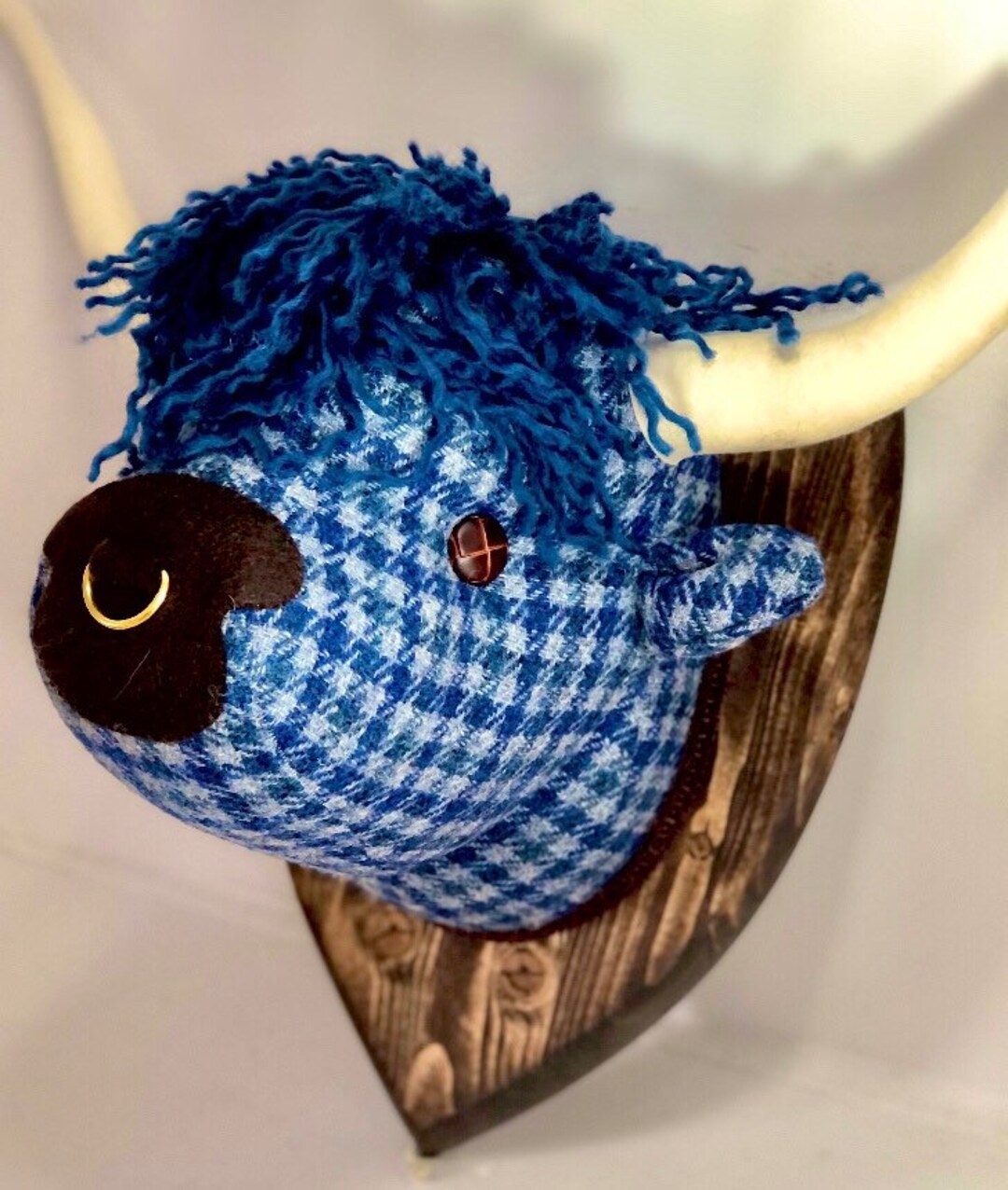 Handmade Highland Cow Trophy Head, Made in Tartan and Tweeds. Fabric ...