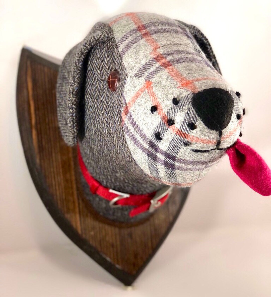 Handmade Faux Dogs Head, Made in Tartan and Tweeds. Fabric Animal Head ...