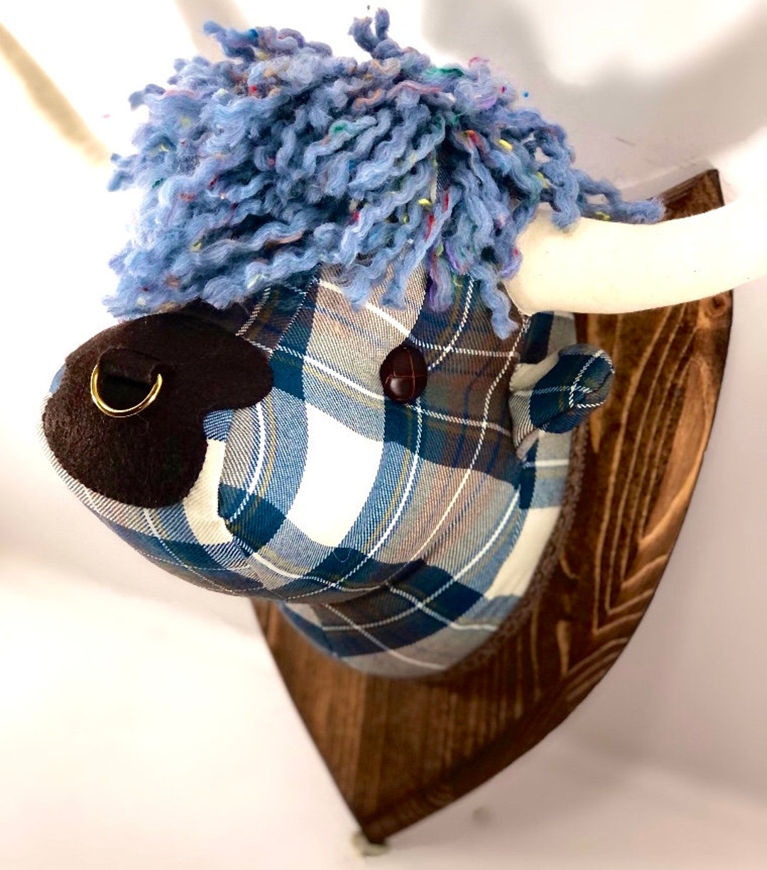 Handmade Highland Cow Trophy Head, Made in Tartan and Tweeds. Fabric ...