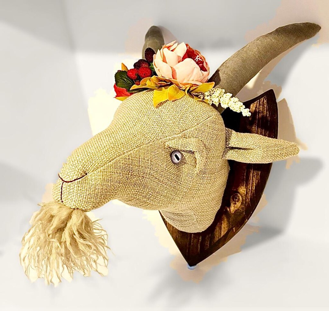 Handmade Fabric Goat Head Wall Mount: Scottish Rustic Decor - Etsy