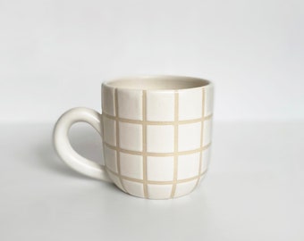 Handmade Checkered Ceramic Mug | 200 Ml | Handmade Coffee Mugs ...