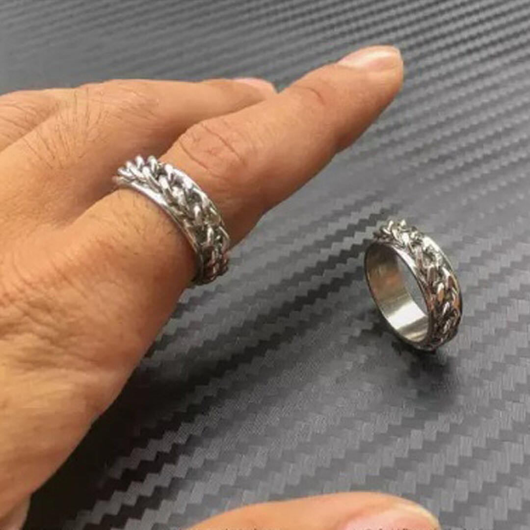 Silver Cuban Spinner Ring Silver Womens Chain Ring Stainless - Etsy