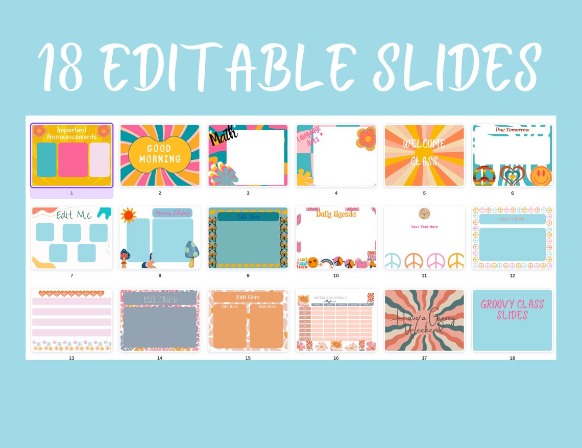 Editable Groovy Class Slides Decorate the Classroom Teacher Daily ...