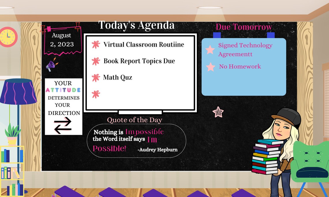 Customizable, Bitmoji, Classroom, Virtual, DAILY, AGENDA, Class ...