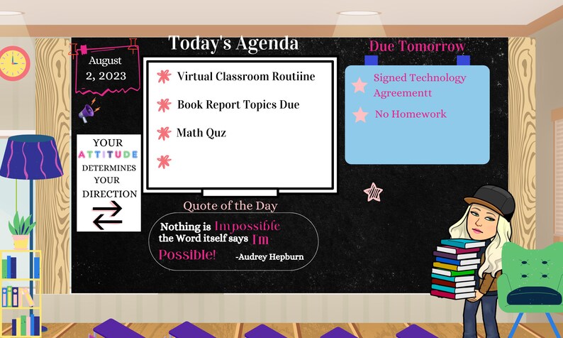 Customizable, Bitmoji, Classroom, Virtual, DAILY, AGENDA, Class ...