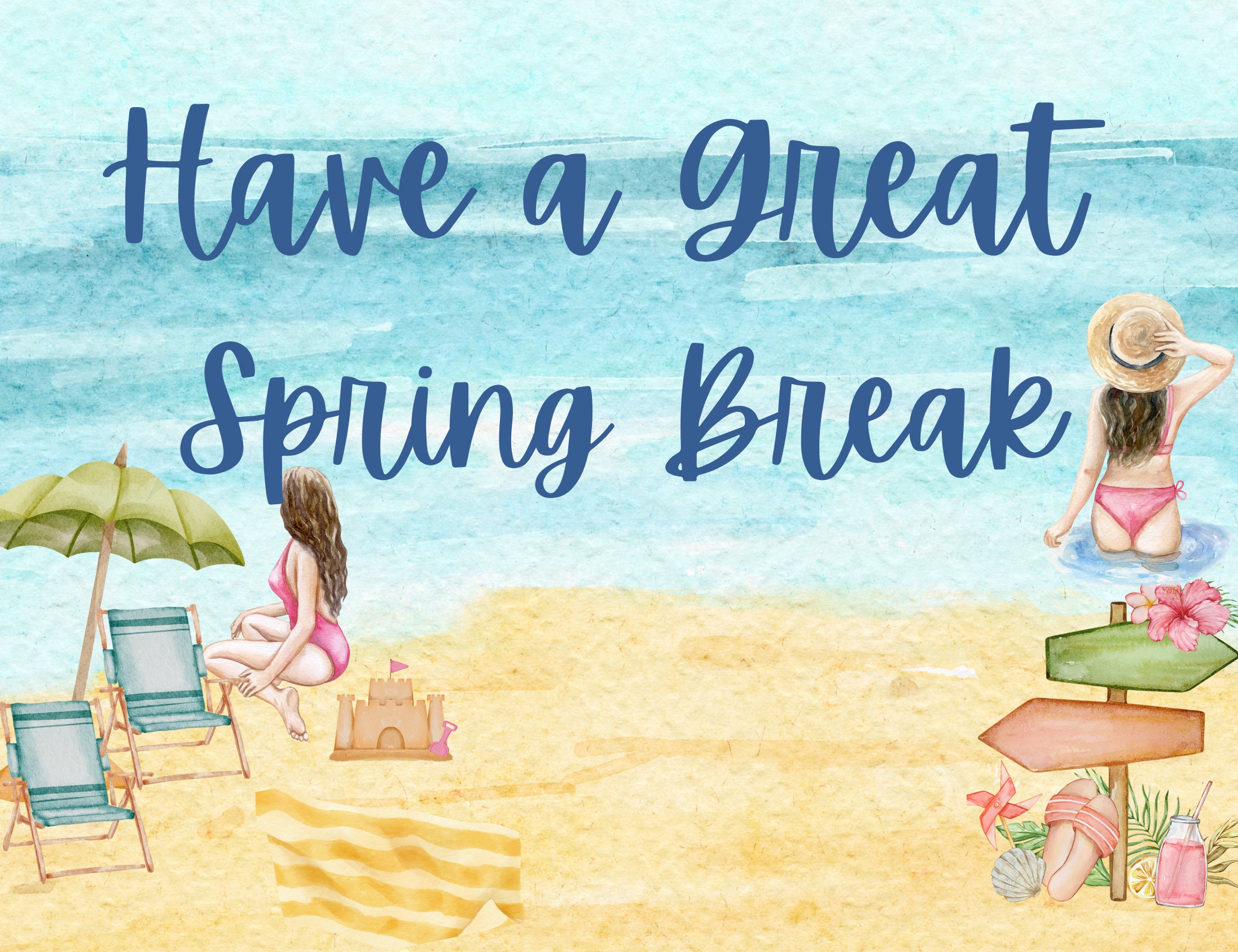 Seasonal Google Slides & Powerpoint Templates, Fun Beachy Spring Break ...