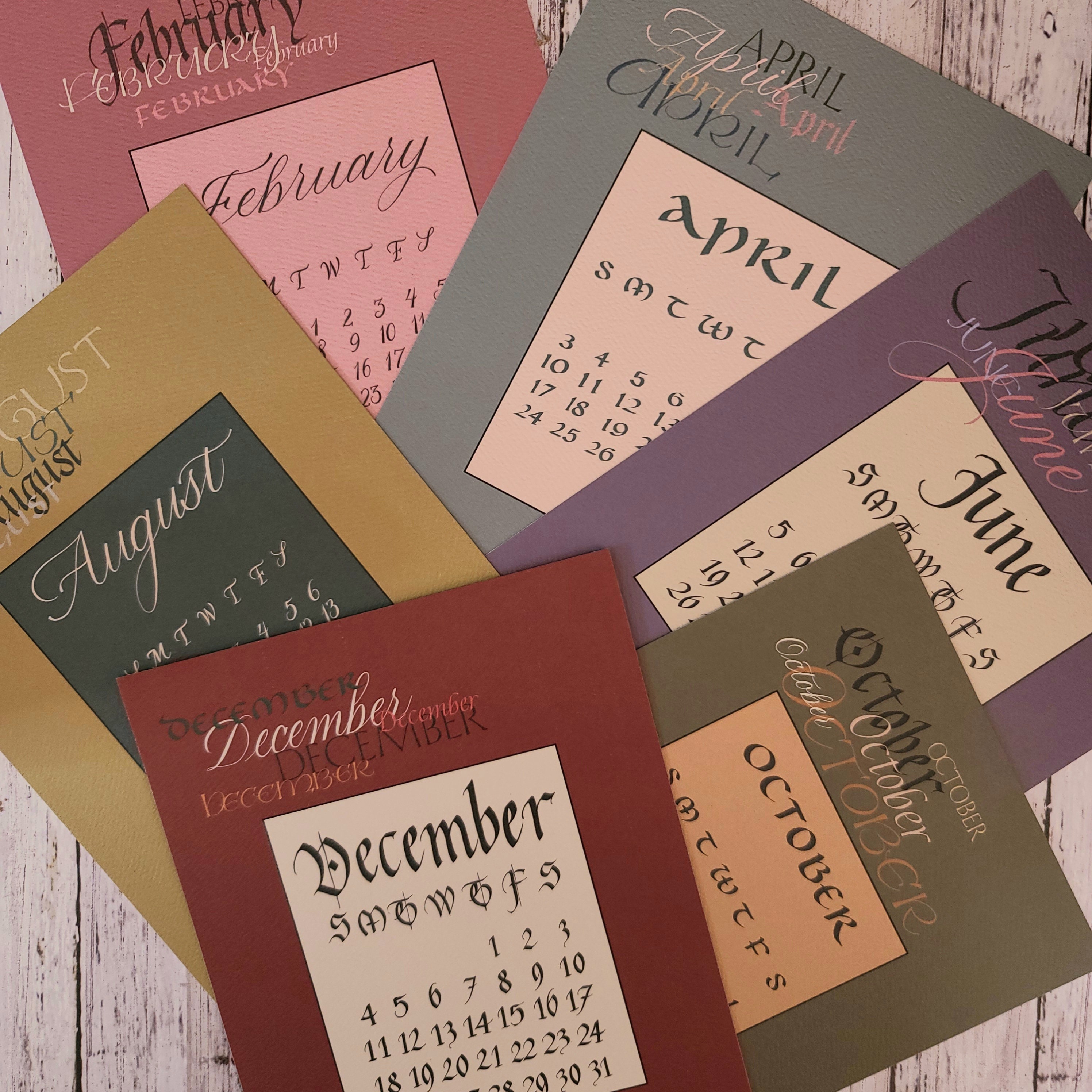 Past Calendar Designs — D'AnnZ Letters Custom Calligraphy and Stationery