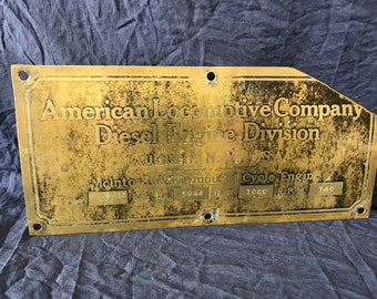 Vintage ALCO Brass Diesel Engine Turbosupercharger Builders Plate ...