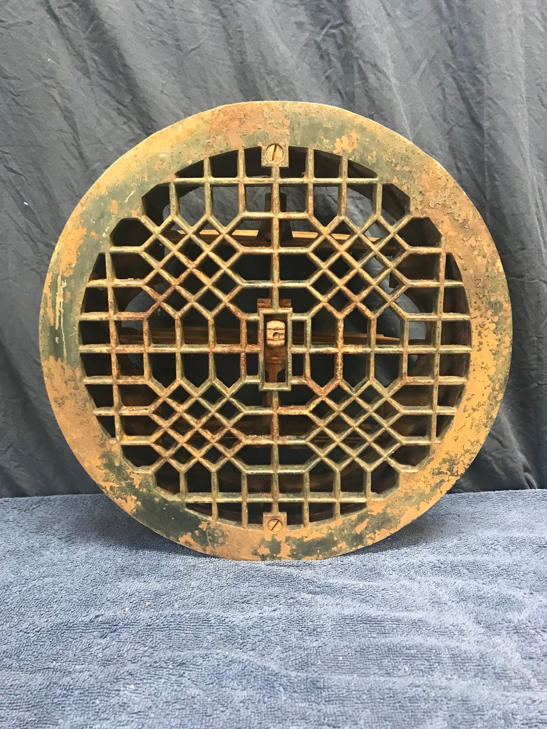 Vintage Round Cast Iron Louvred Heat Great. Heat Register. Round Heat ...