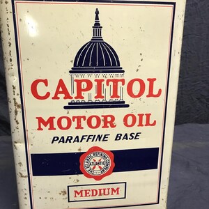 Vintage 2 Gallon Capitol Motor Oil Can. LARGE Capitol Oil Can. Square ...