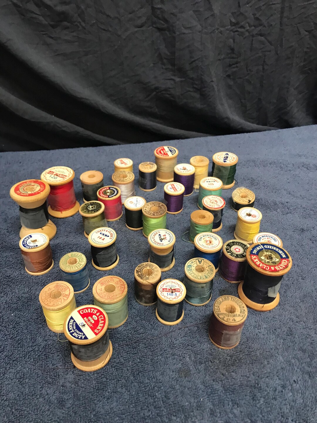 Lot of 35 Wood Spools With Thread. Thread Lot. Wooden Spools. - Etsy