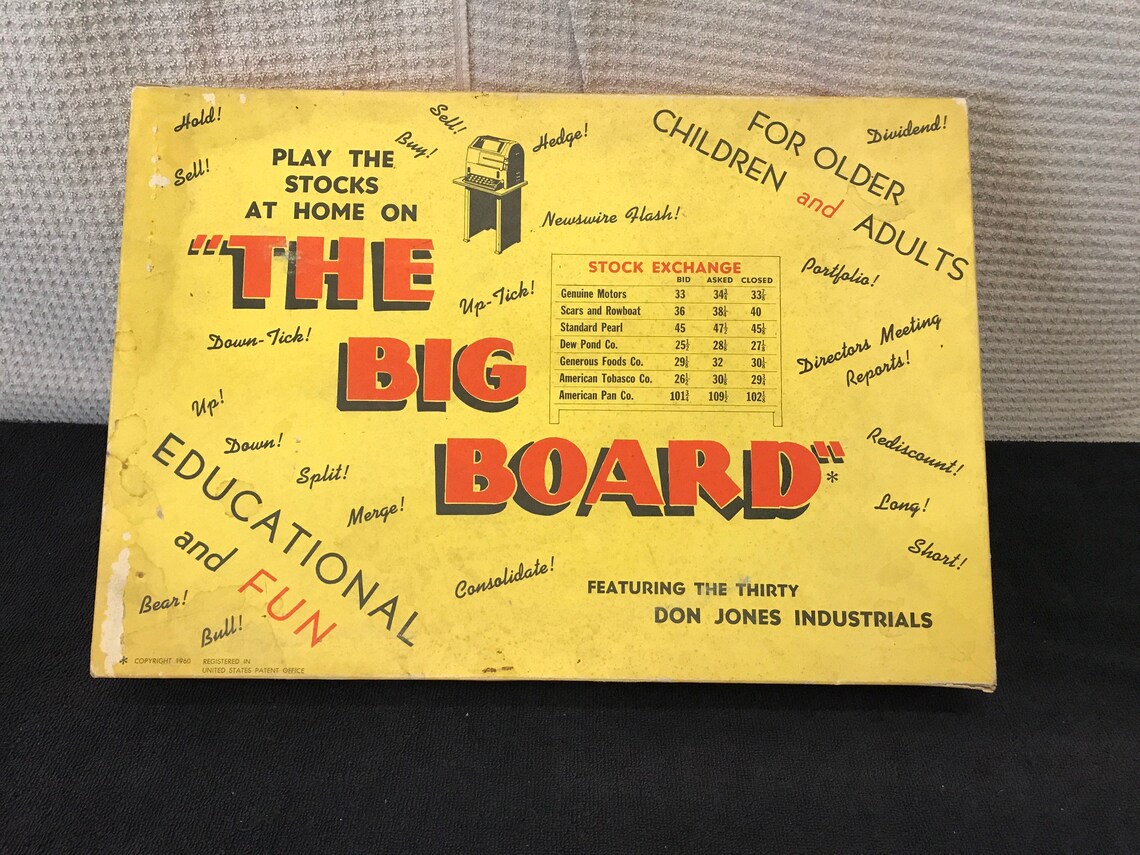 Vintage 1960 the Big Board Stock Market Game by Dadan Inc. of - Etsy