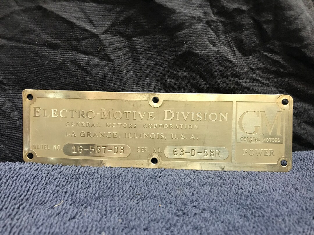 Vintage GM Electro-motive 16-567 Diesel Engine Nameplate - Etsy