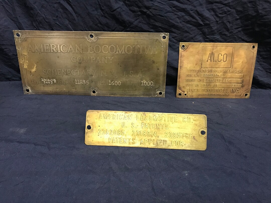 Vintage ALCO Diesel Engine Builders Plate Starters Set. Alco Builders ...