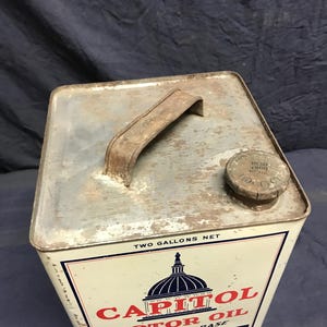 Vintage 2 Gallon Capitol Motor Oil Can. LARGE Capitol Oil Can. Square ...