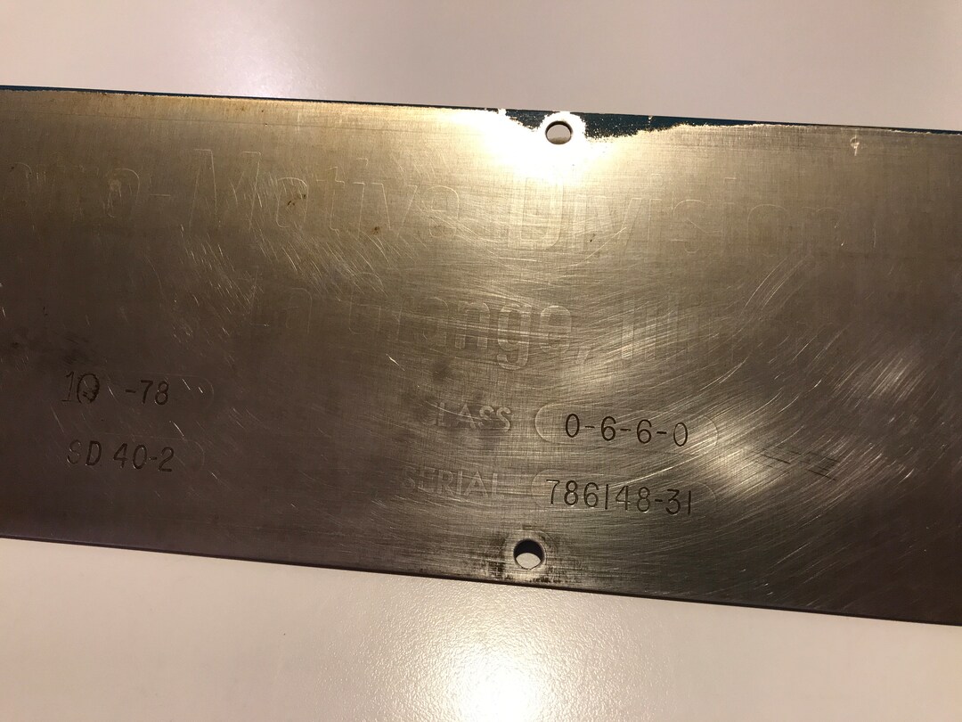 Vintage General Motors Electro Motive Division SD40-2 Builders Plate ...