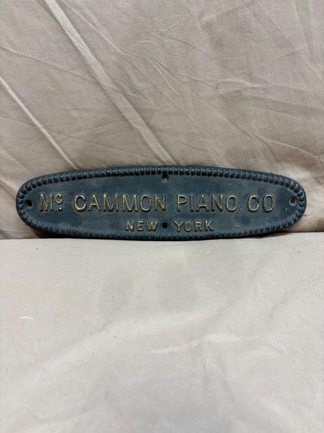 Vintage Mc Cammon Piano Co New York Advertising Plaque – Cast Iron ...