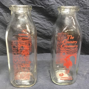 Lot of Four Vintage the Country Creamery Cream Bottles. Vintage Milk ...