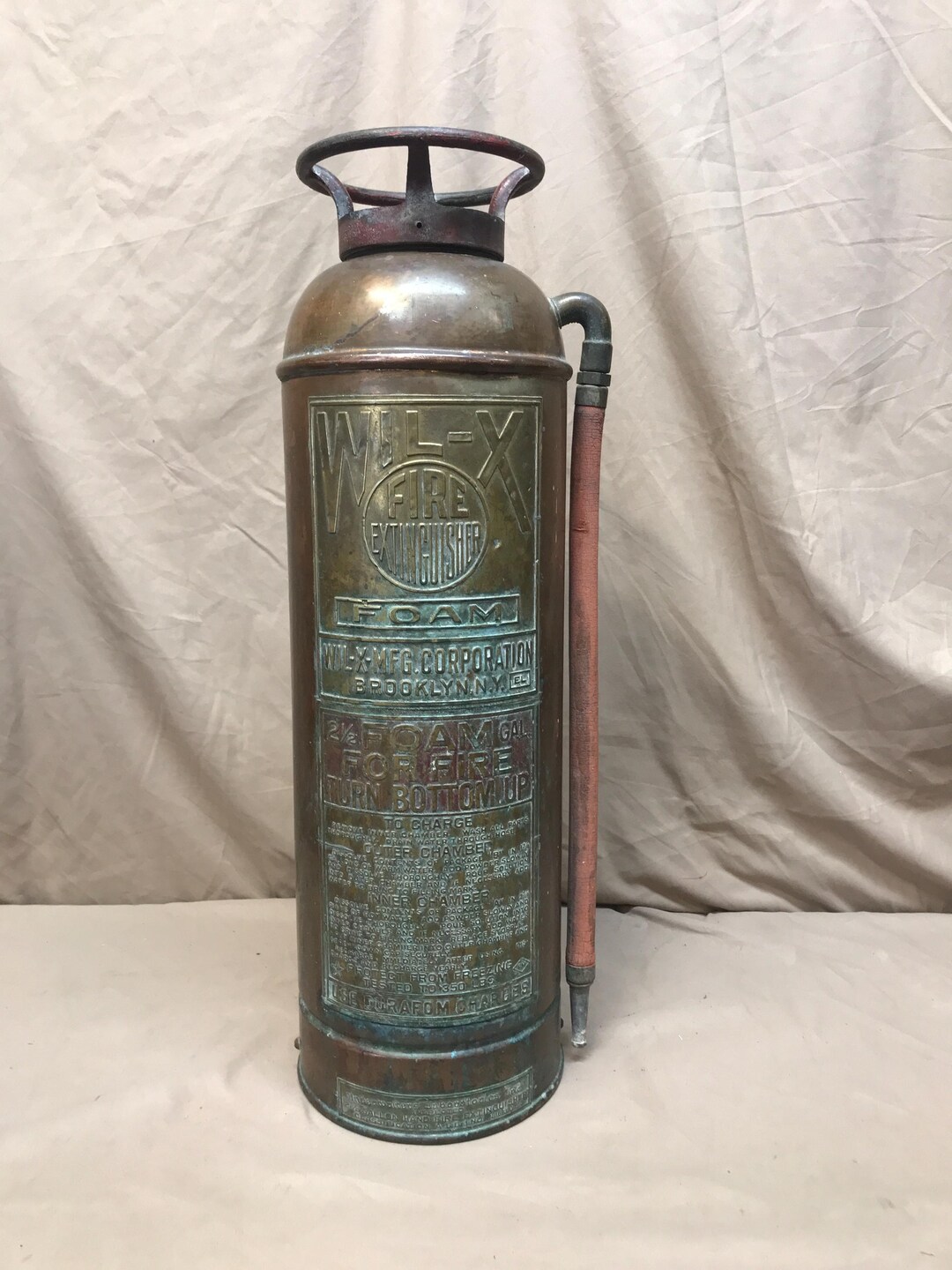 Vintage Wil X Foam Fire Extinguisher. Brass Fire Extinguisher. Copper ...