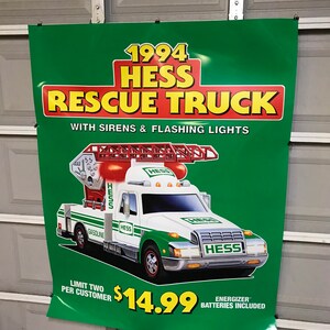 HUGE Store Front Window Advertising Poster for the 1994 Hess Truck ...