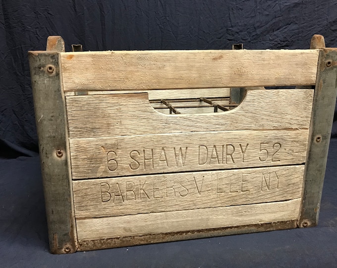 Vintage Shaw Dairy Wooden Milk Crate. Wood Milk Crate. Wooden Milk ...