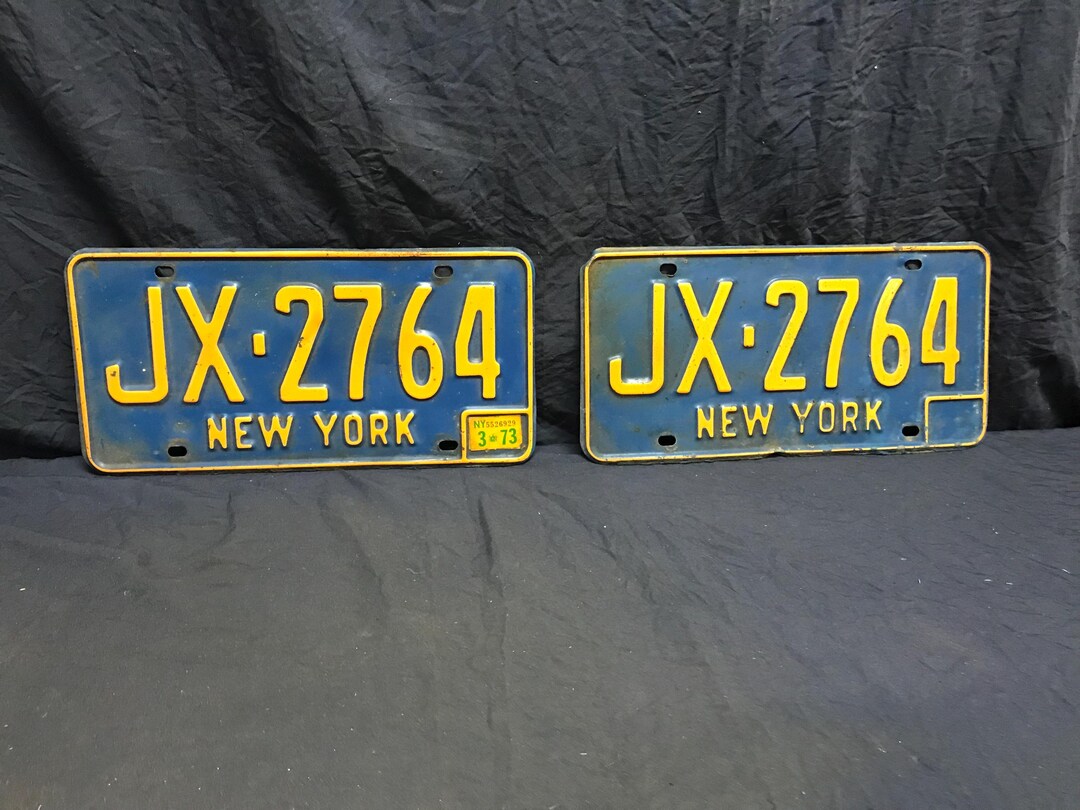 Vintage 1973 New York State Automotive License Plates, Set of Vintage ...