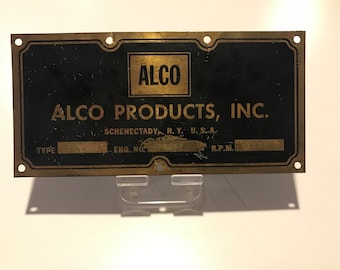 Vintage ALCO Brass Diesel Engine Turbosupercharger Builders Plate ...