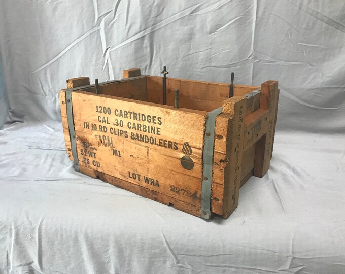 Vintage US Military 30 Cal. Wood Ammo Crate With Original Shipping ...