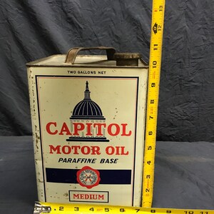 Vintage 2 Gallon Capitol Motor Oil Can. LARGE Capitol Oil Can. Square ...