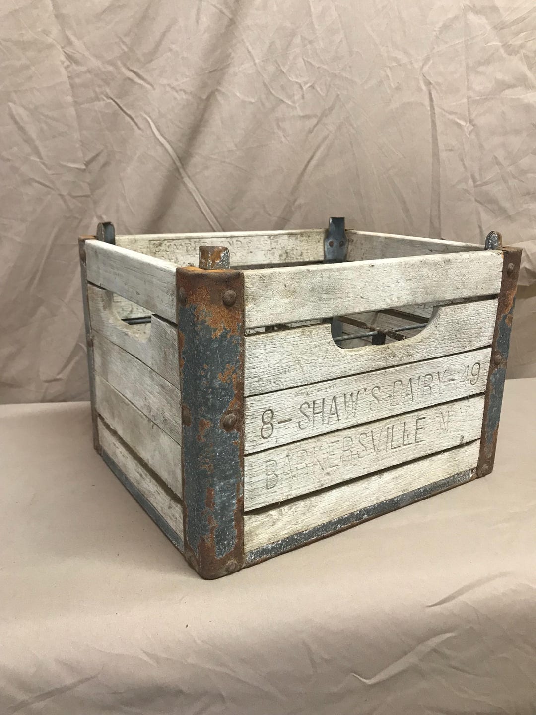 Vintage Shaw Dairy Wooden Milk Crate. Wood Milk Crate. Wooden Milk ...
