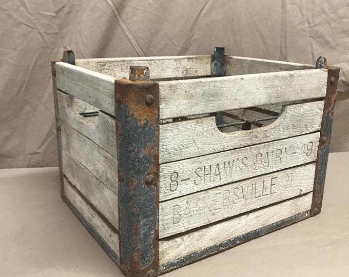 Vintage Shaw Dairy Wooden Milk Crate. Wood Milk Crate. Wooden Milk ...