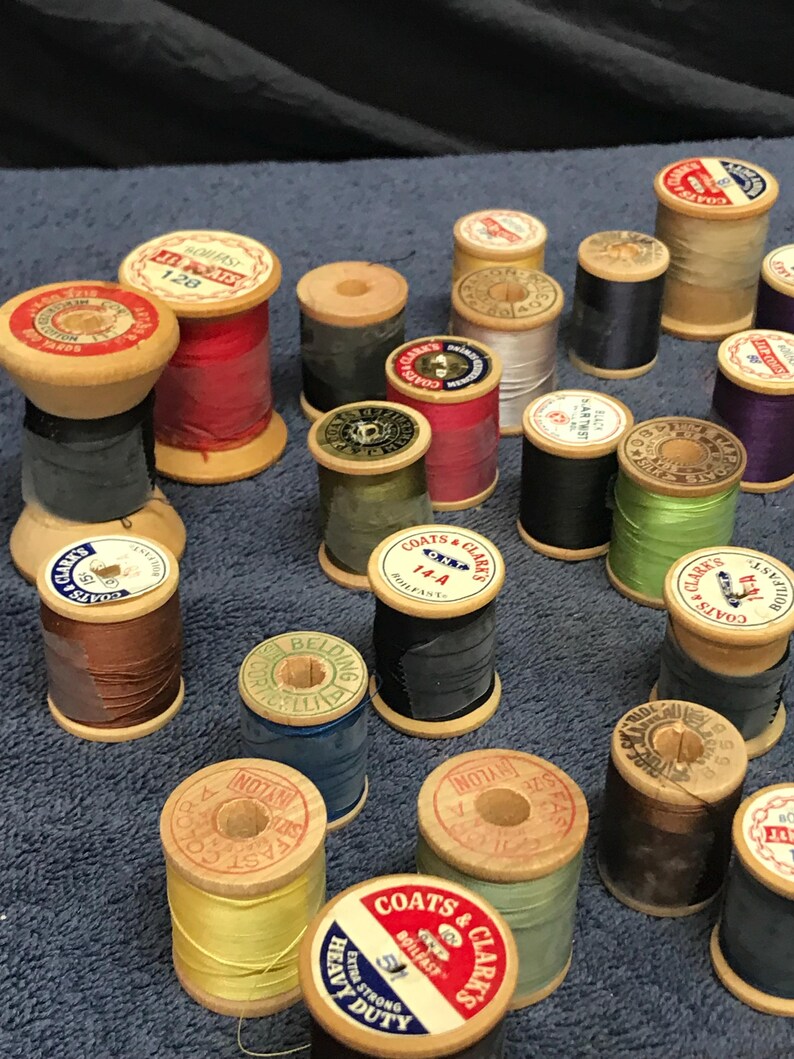 Vintage Wooden Spools With Thread: Lot of 35 - Etsy