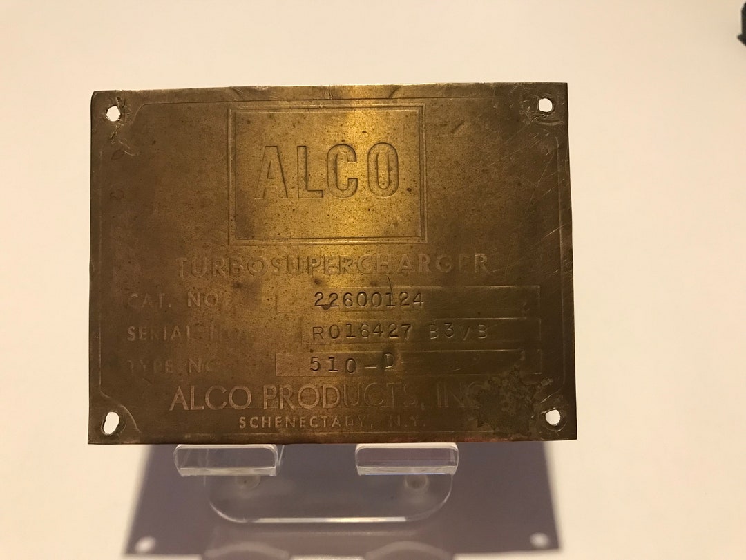 Vintage ALCO Brass Diesel Engine Turbosupercharger Builders Plate ...