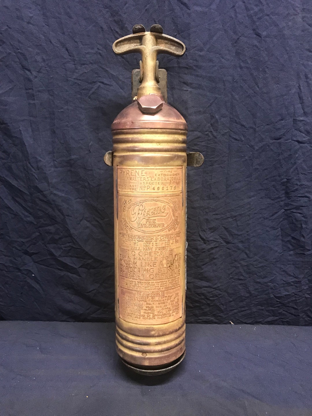 Vintage Pyrene Vehicle Type Hand Pump Fire Extinguisher. Copper and ...