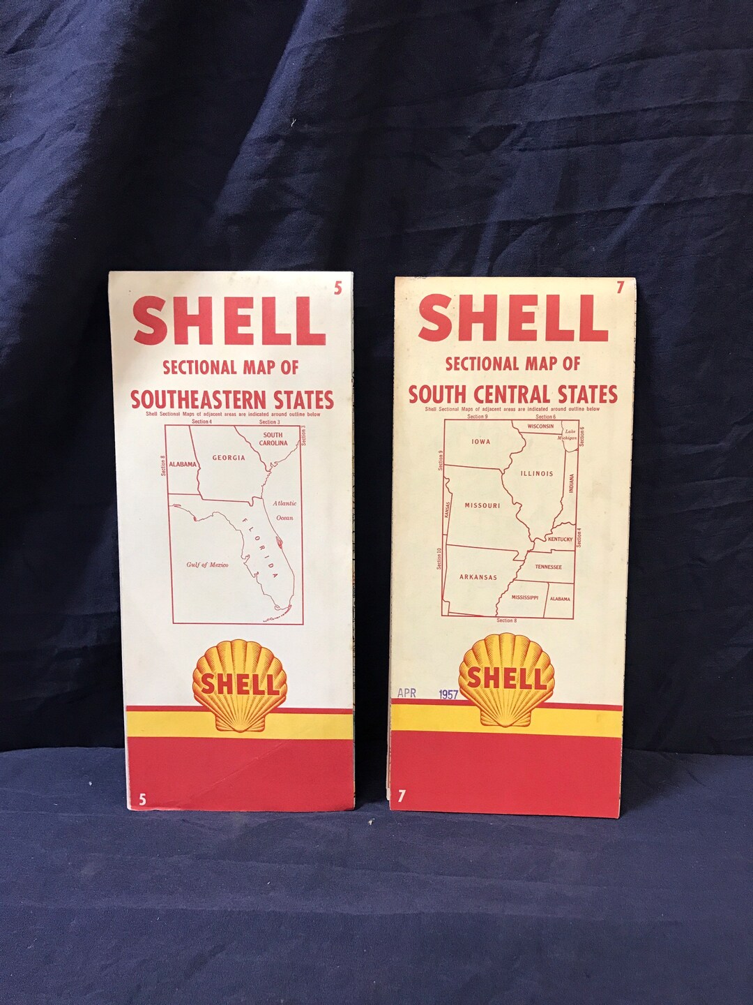 Pair of Vintage Shell Sectional Road Maps. - Etsy
