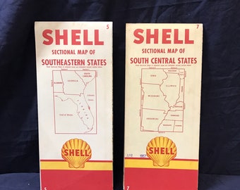 Vintage Shell Gasoline Travel Maps Set of Ten 1950s - Etsy