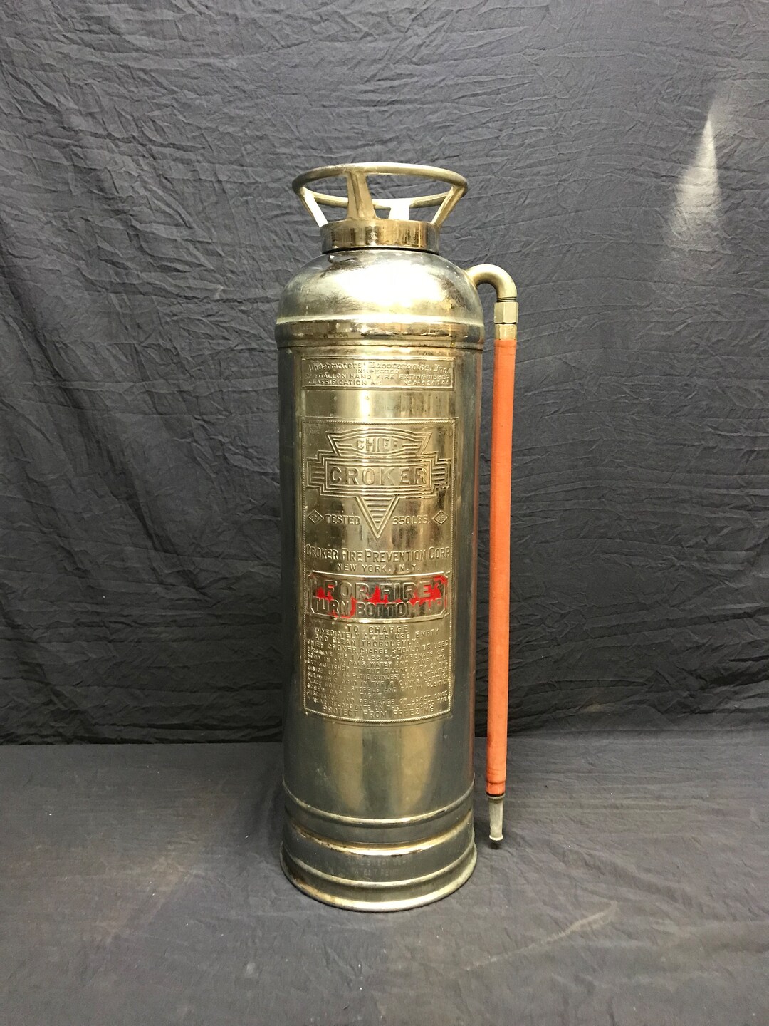 Vintage Chief Croker Water Type Fire Extinguisher. Chrome/ Stainless ...