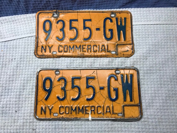 Vintage 1970s commercial New York State license plates. | Etsy