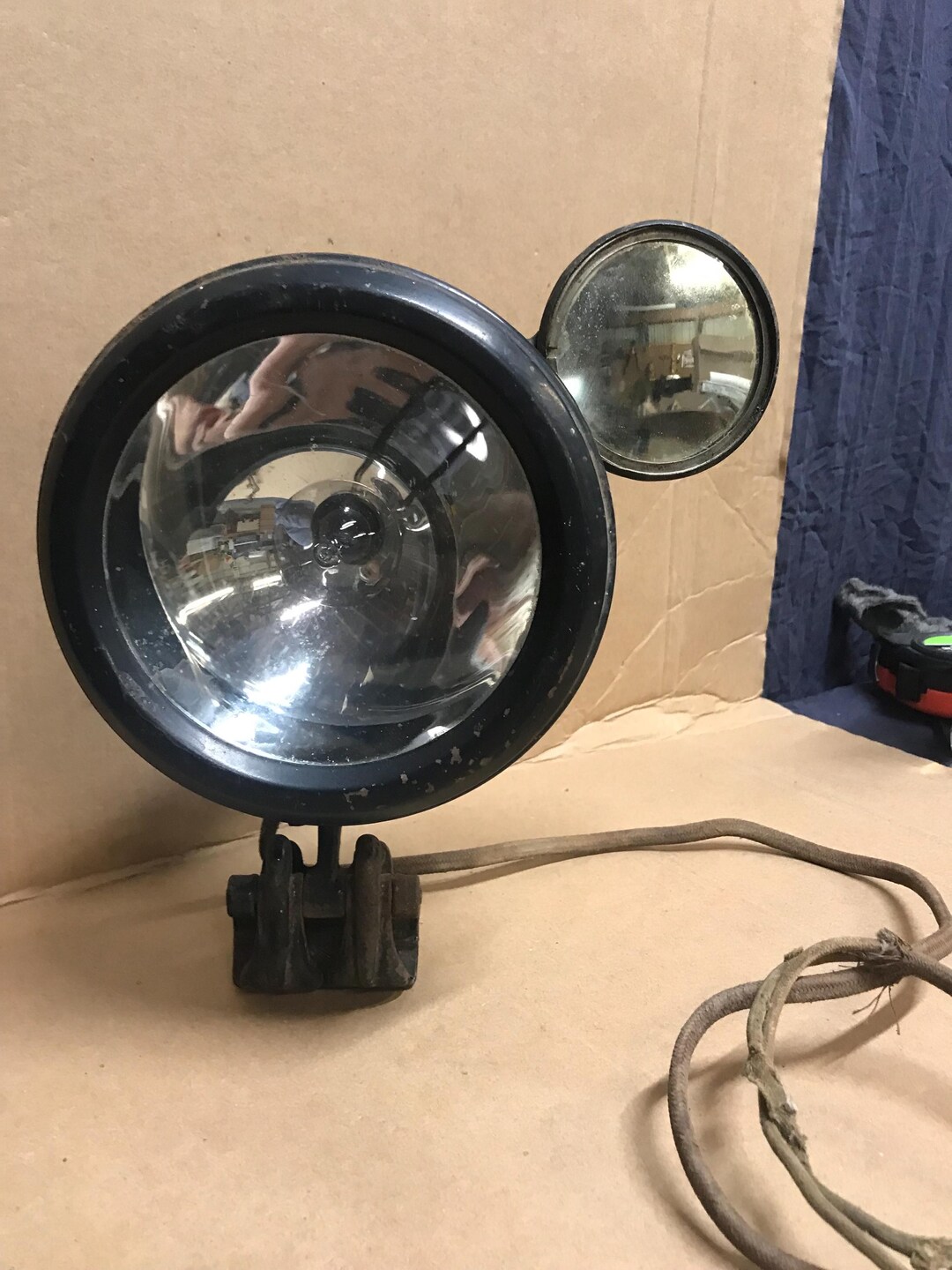 Antique Old Sol Spotlight With Rare Accessory Mirror: Vintage ...