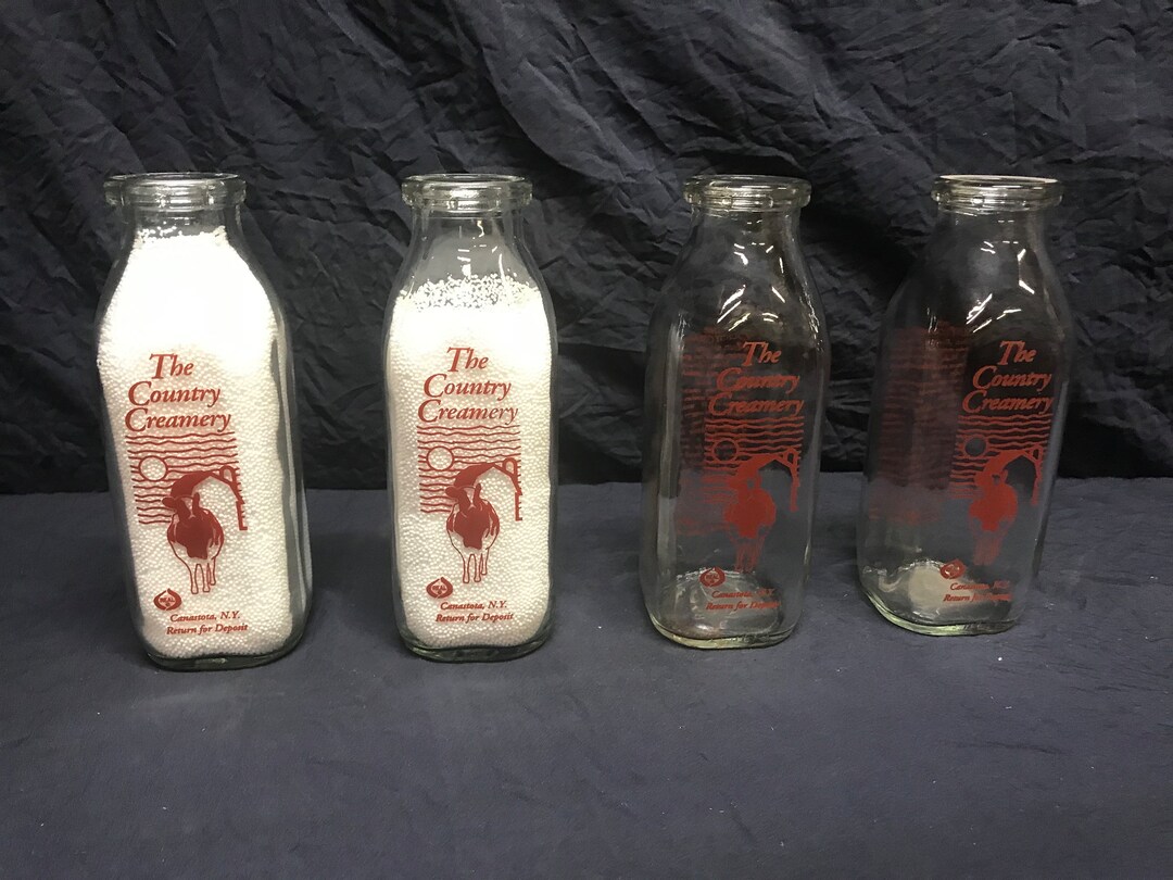 Lot of Four Vintage the Country Creamery Cream Bottles. Vintage Milk ...