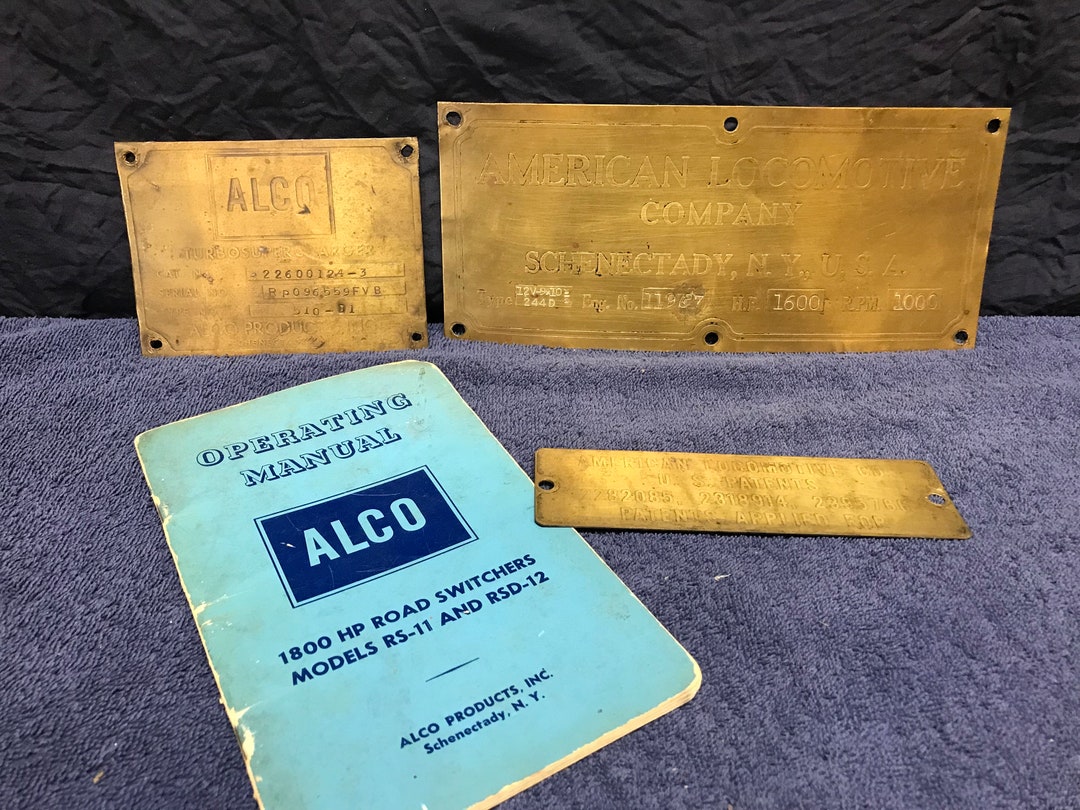 Vintage ALCO Diesel Engine Builders Plate Starters Set. Alco Builders ...