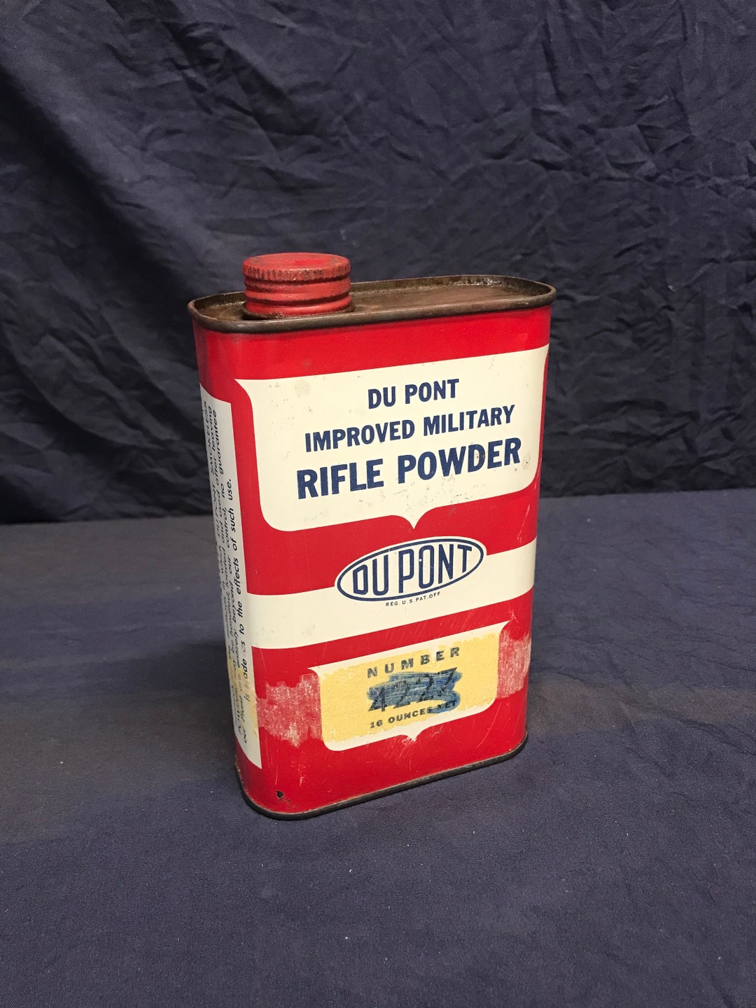 Vintage Du Pont Improved Military Rifle Powder Tin. Gun Powder Can ...