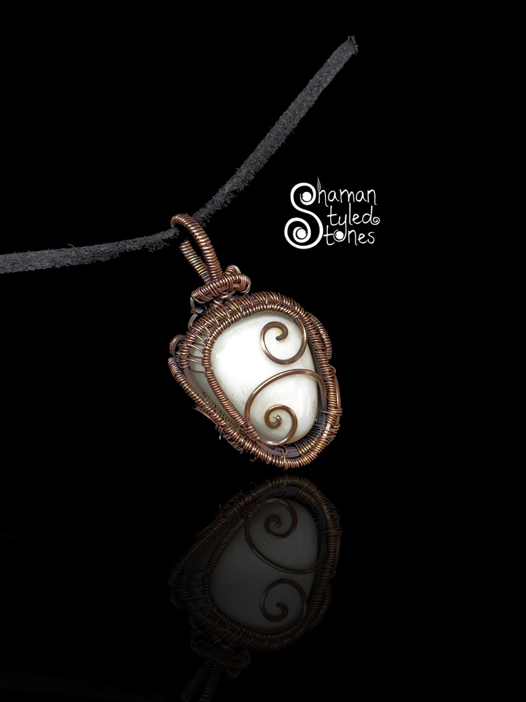 White Stripe Calcite, Shaman Styled in Oxidized Copper - Etsy