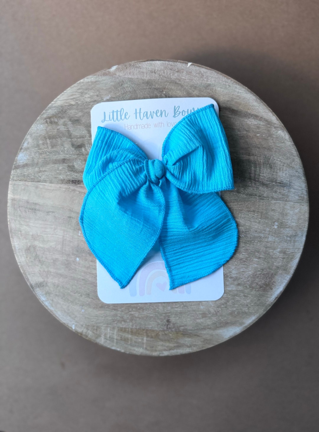 Turquoise Crepe Fabric Fable Bow, Hair Bows for Girls, Spring Bows ...