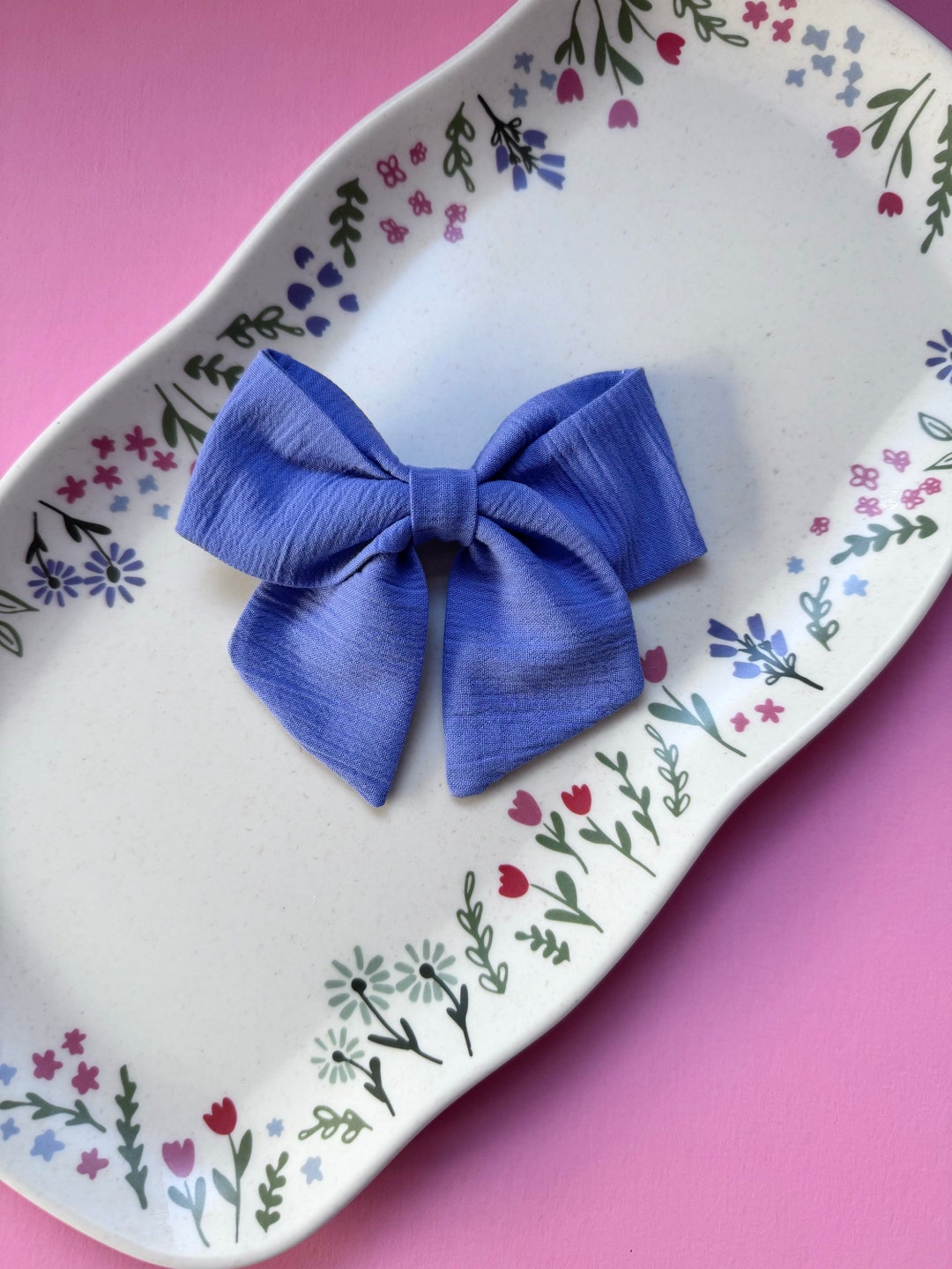 Periwinkle Hair Bows for Girls, Handmade Bows, Fabric Bows, Bows on ...