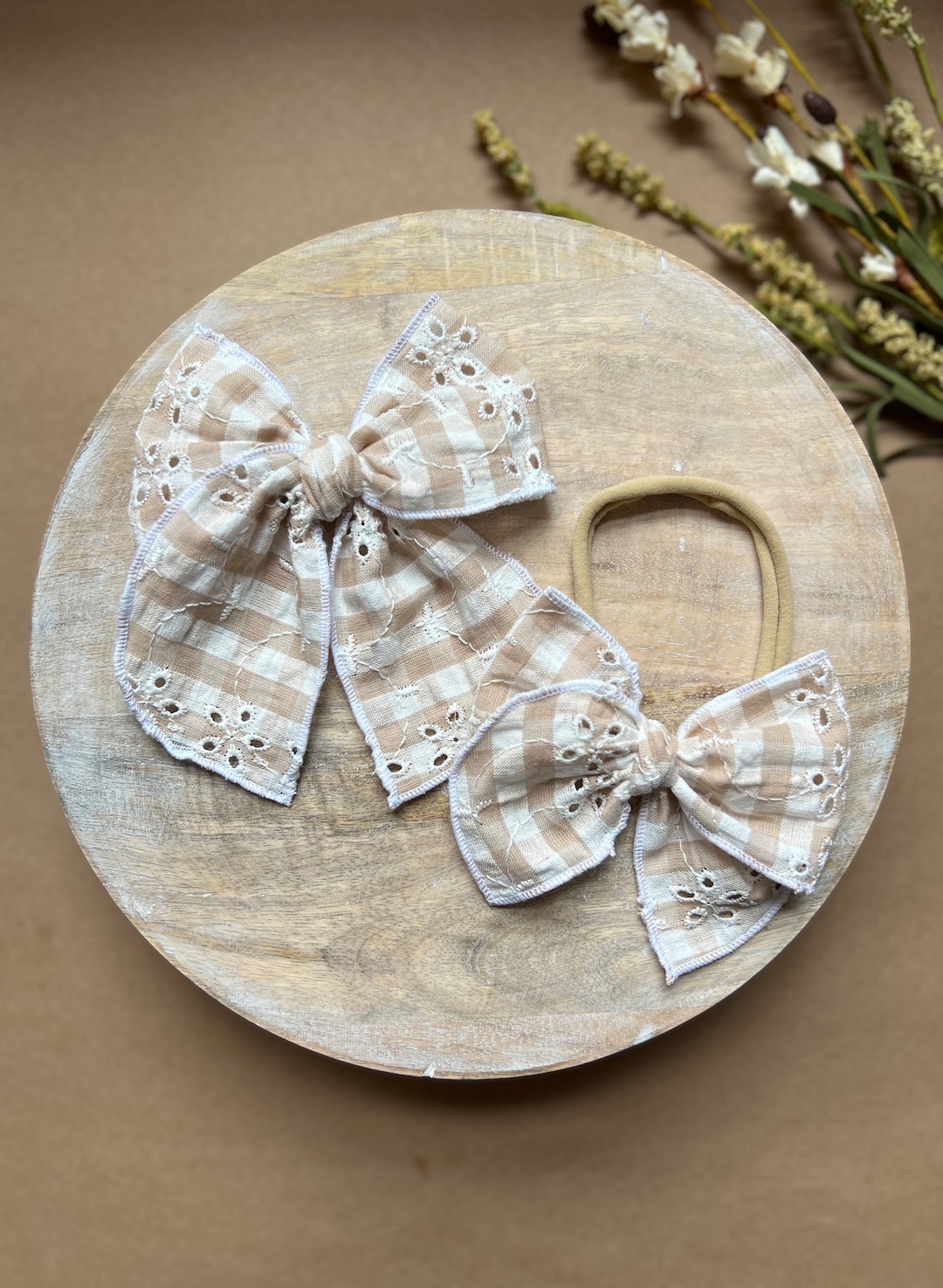 Brown Eyelet Hair Bow, Fable Bows, Spring Hair Bows for Girls, Fable ...