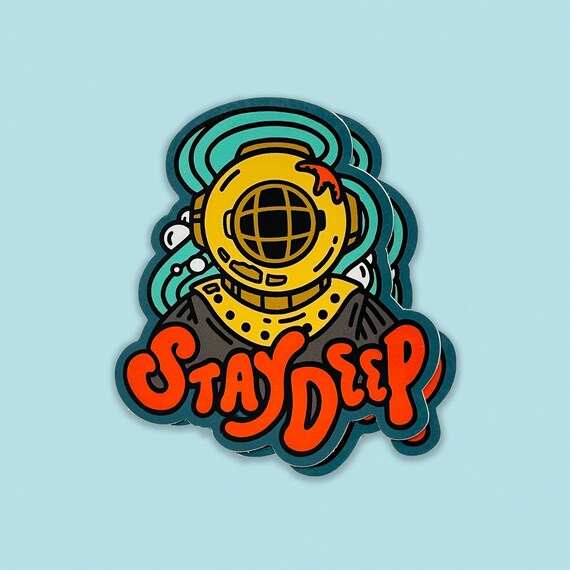 Deep Sea Diver Sticker Stay Deep Nautical Sticker Diving - Etsy