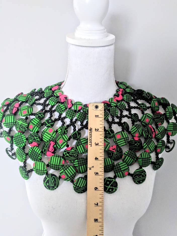 Handmade Ankara / African Print Button and Bead Cape Necklace ...
